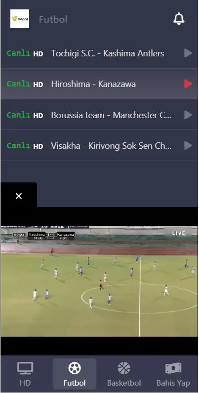 Vegol TV - Ücretsiz Canlı Maç İzle (Reklamsız)